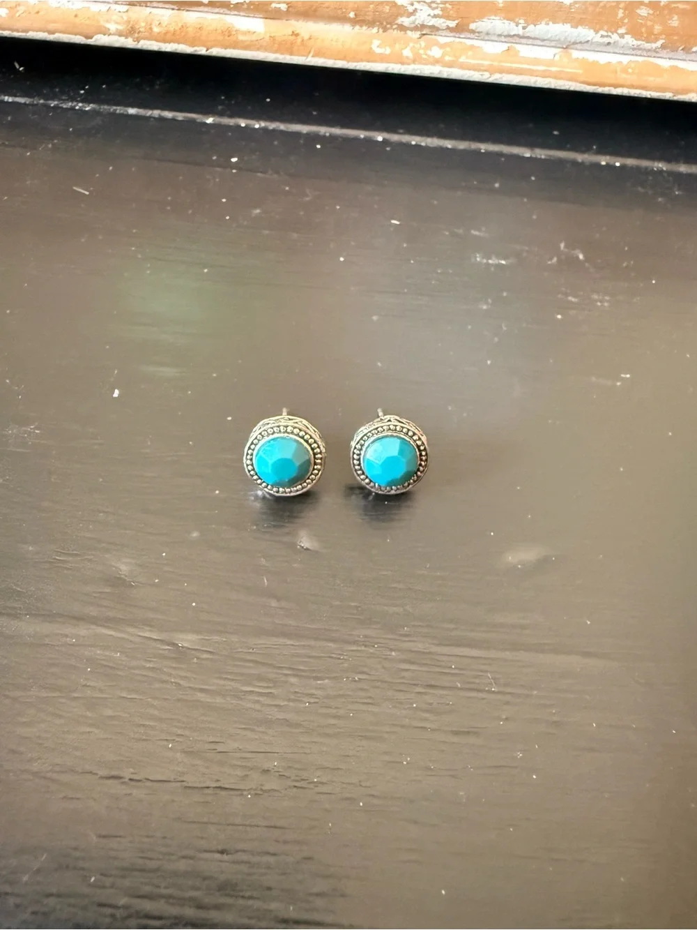 Jewelry | Turquoise Stone Halo Stud Earrings | Poshmark